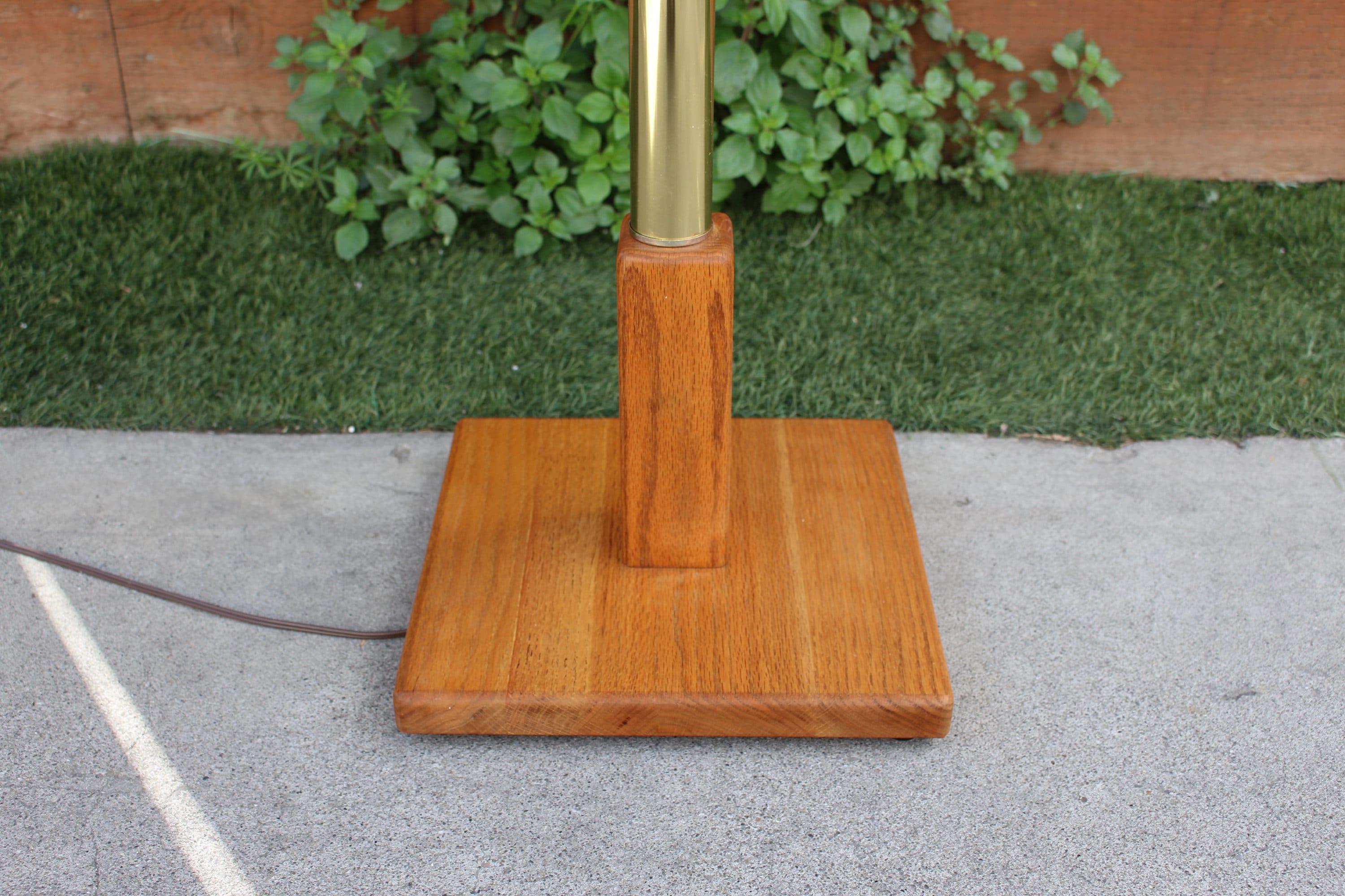 Vintage Gold and Wood Floor Lamp - Etsy
