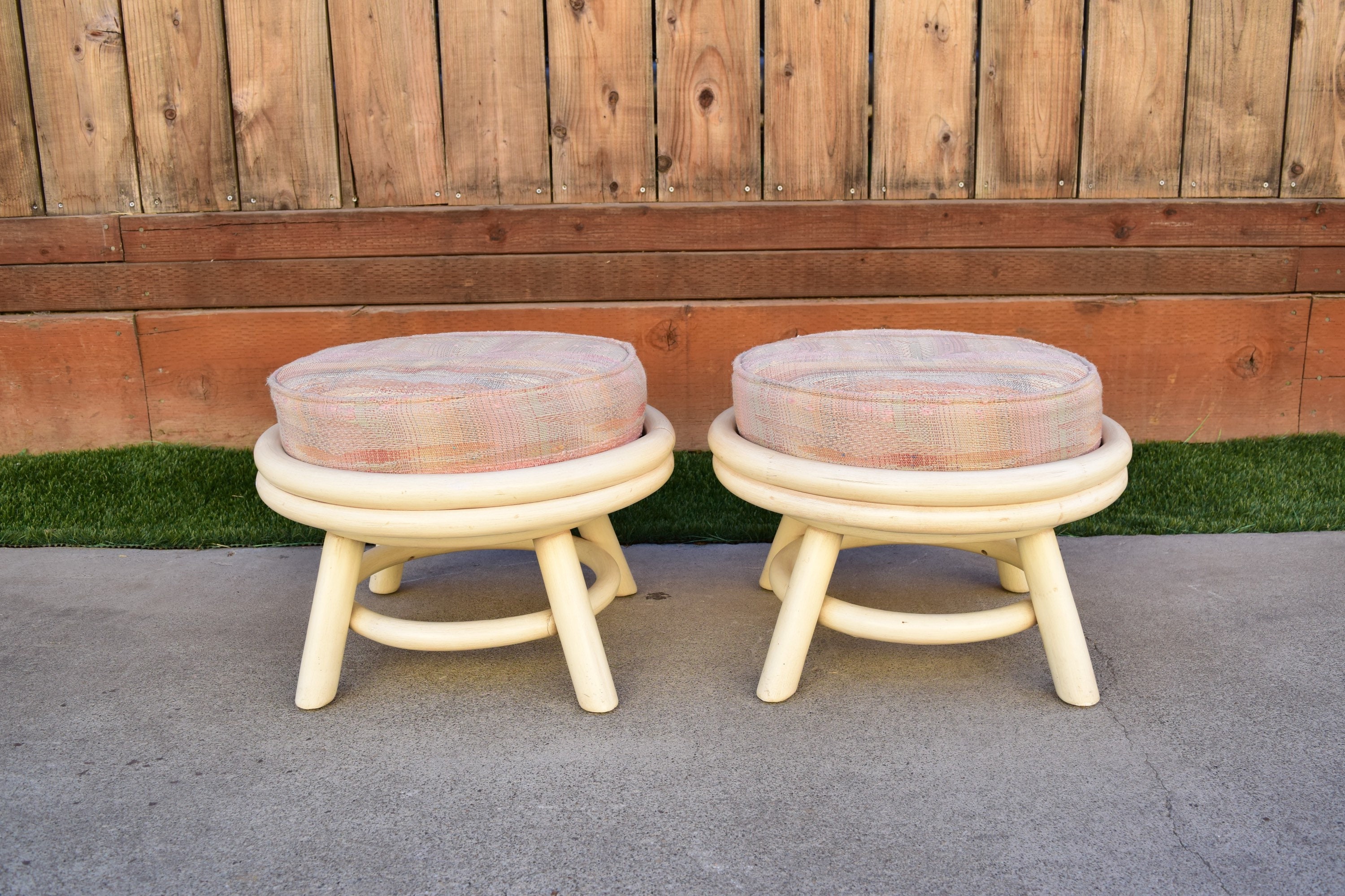 Mid Century Bamboo Ottoman Extra Seats - Etsy
