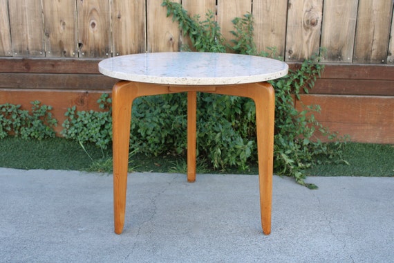 Mid Century Marble Stone Top Table Side Table Nightstand | Etsy