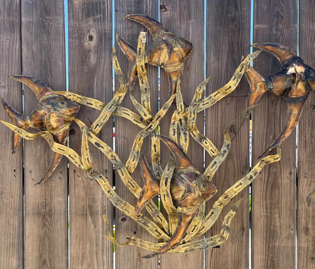 Mid Century Metal Art Wall Art Fish Wall Sculpture Jere Style - Etsy