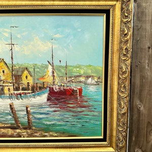 Vintage Wall Art Boats Lake Houses Oil Painting Signed Mary Botto - Etsy