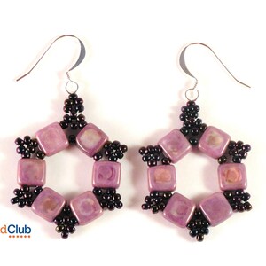 Tile Bead Earrings Pattern - Beaded Earring Tutorial - Beading Pattern ...