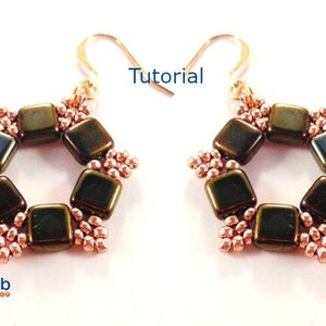 Tile Bead Earrings Pattern - Beaded Earring Tutorial - Beading Pattern ...