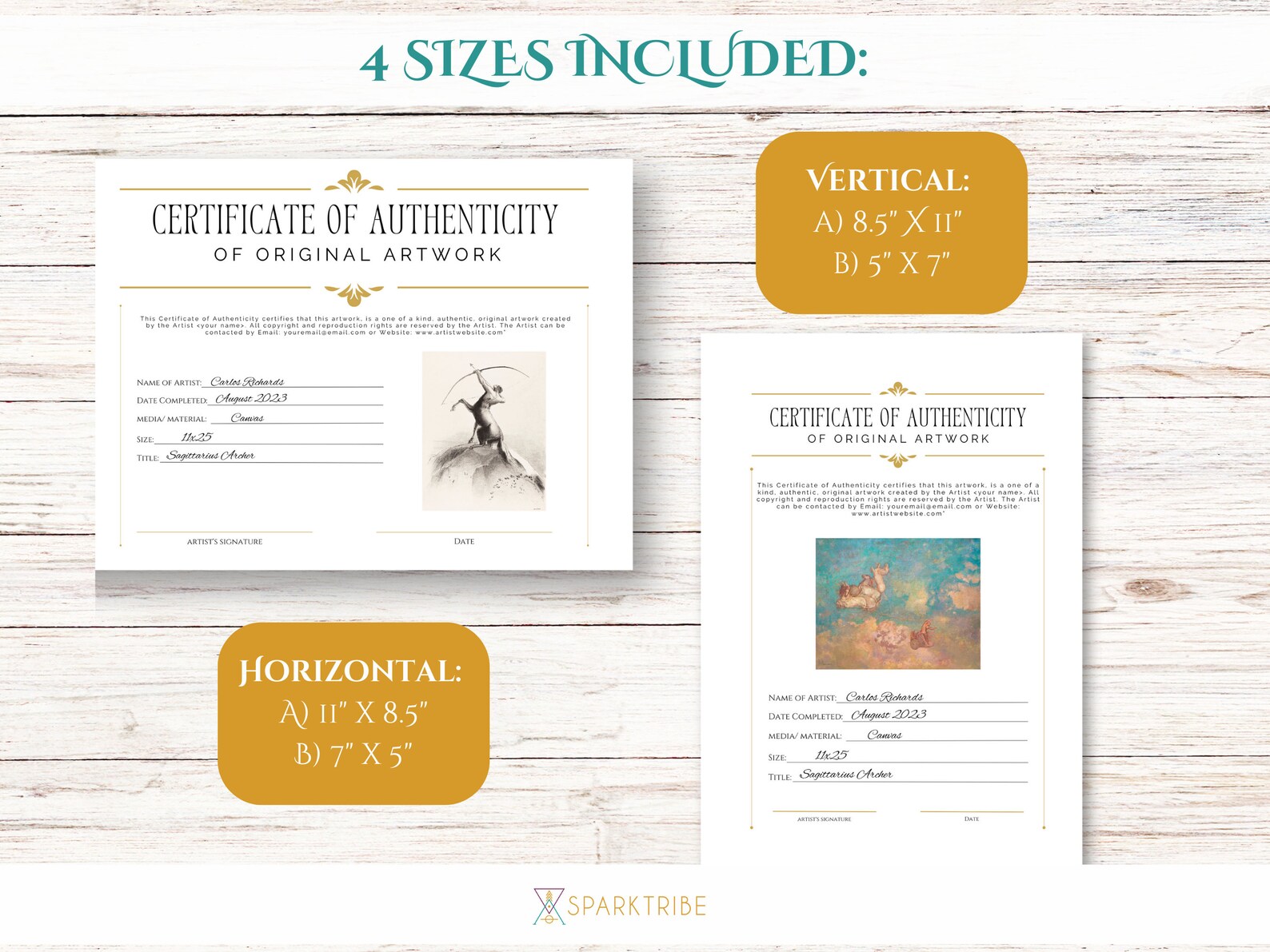 Artwork Certificate of Authenticity, Artwork COA, Official Authenticity ...