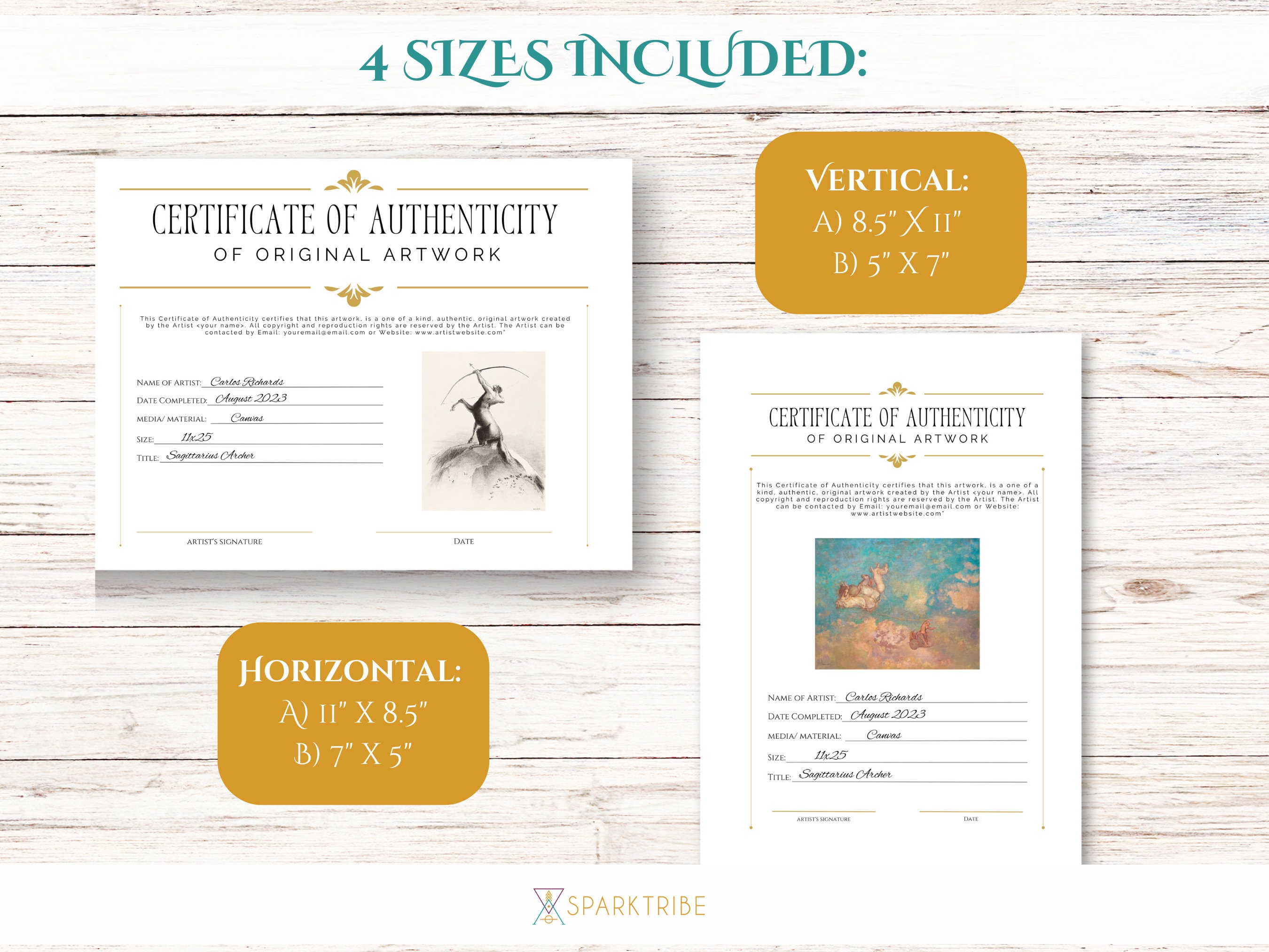 Artwork Certificate of Authenticity, Artwork COA, Official Authenticity ...