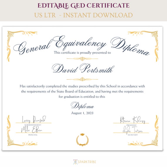 Printable Ged Certificate Template 30 Free High School Diploma