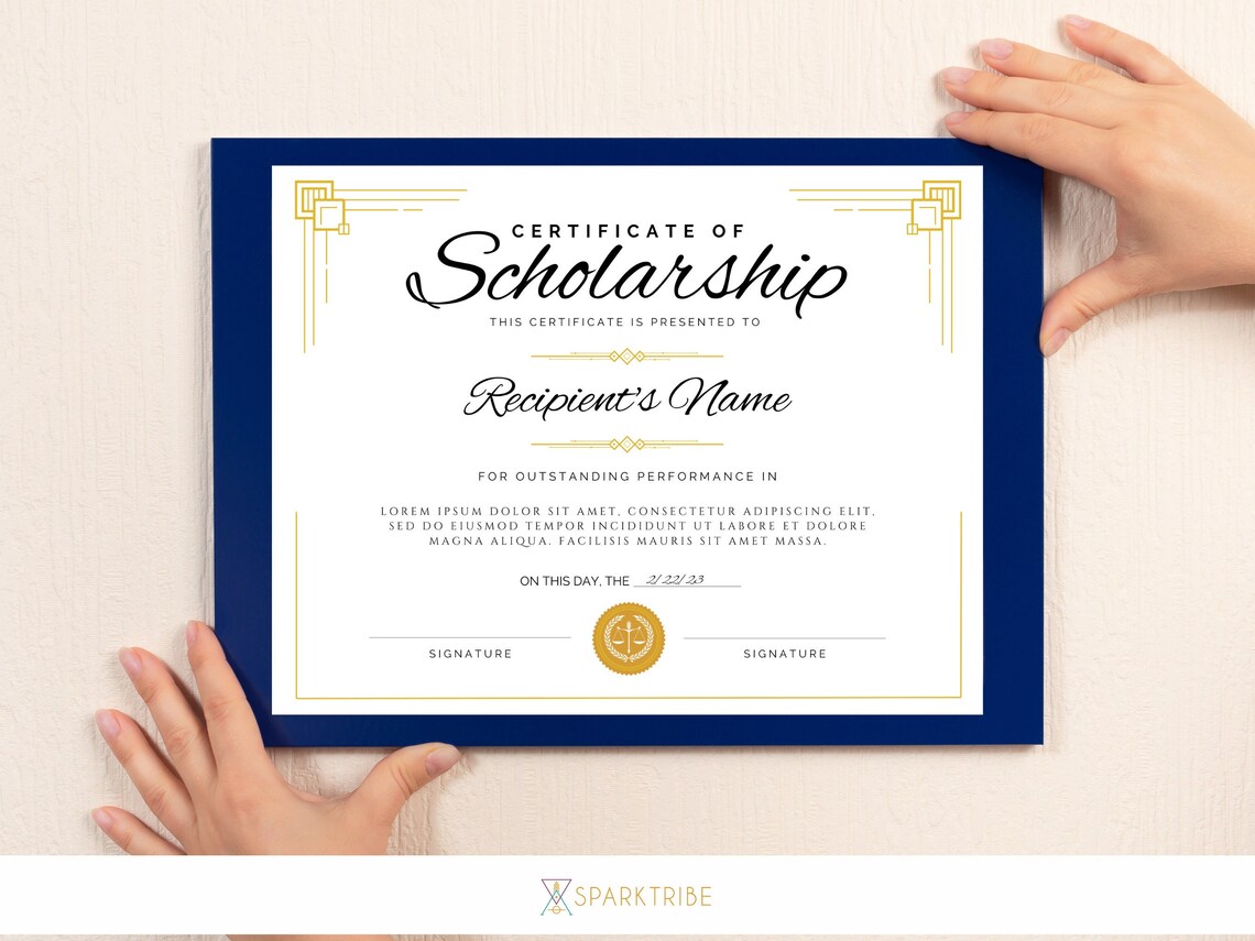 Scholarship Award Template School Award Certificate Editable - Etsy