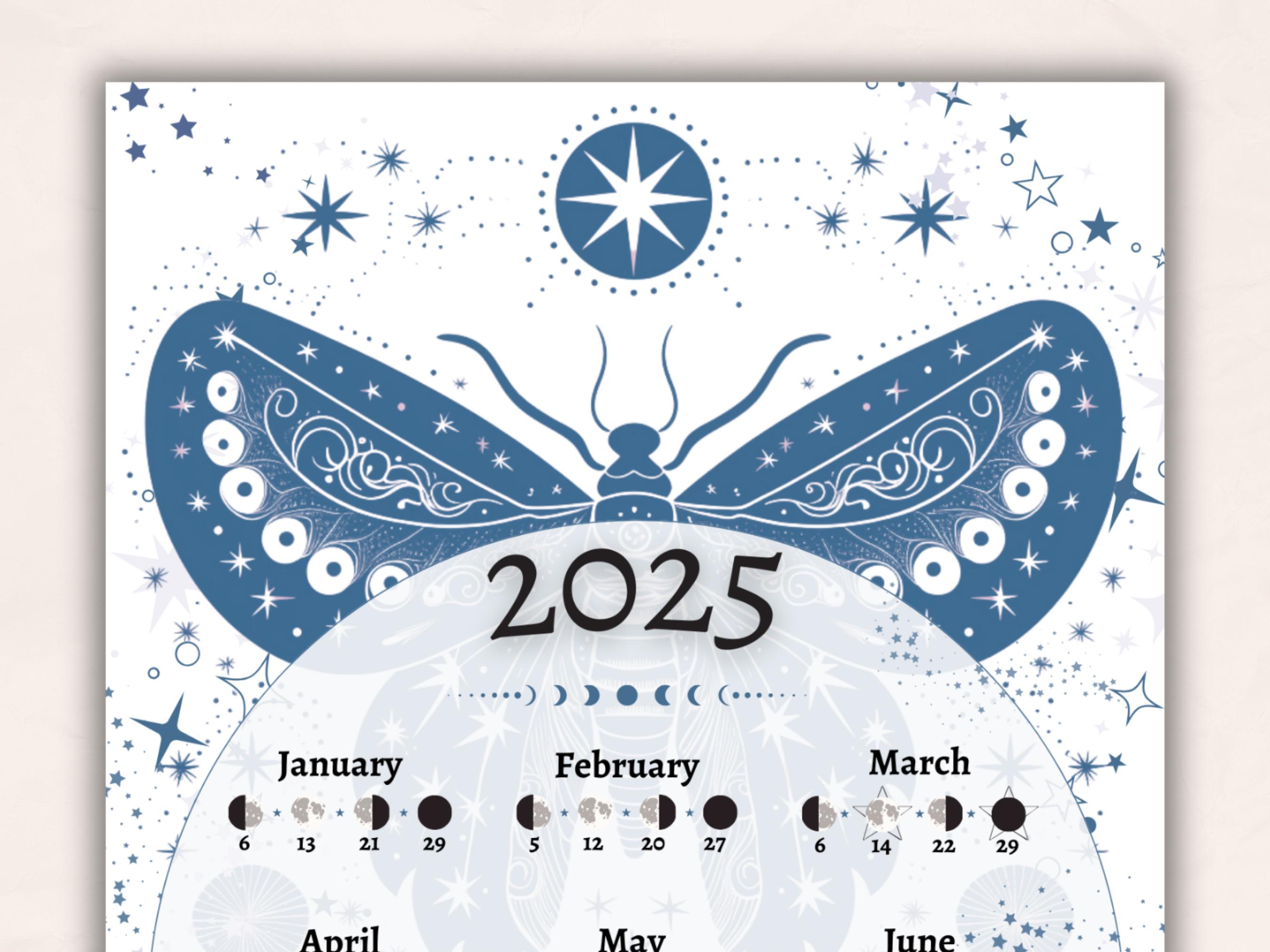 Moon Phase Calendar 2025 PDF, Printable Pdf for Lunar Magic ...
