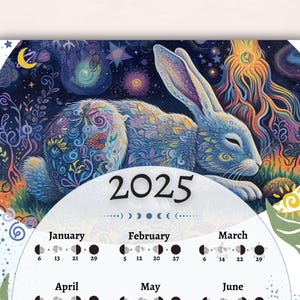Rabbit Moon Phase Calendar 2025 PDF, Printable Pdf for Lunar Magic ...