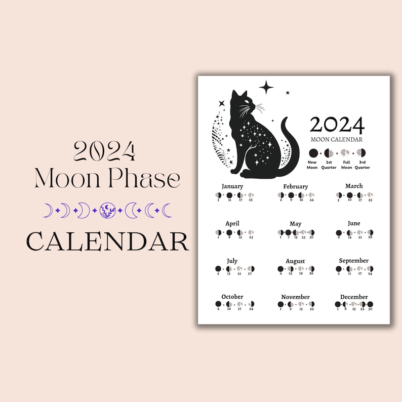 Moon Phase Calendar 2024 PDF, Printable Pdf for Lunar Magic Manifestation, Guide for Lunar ...