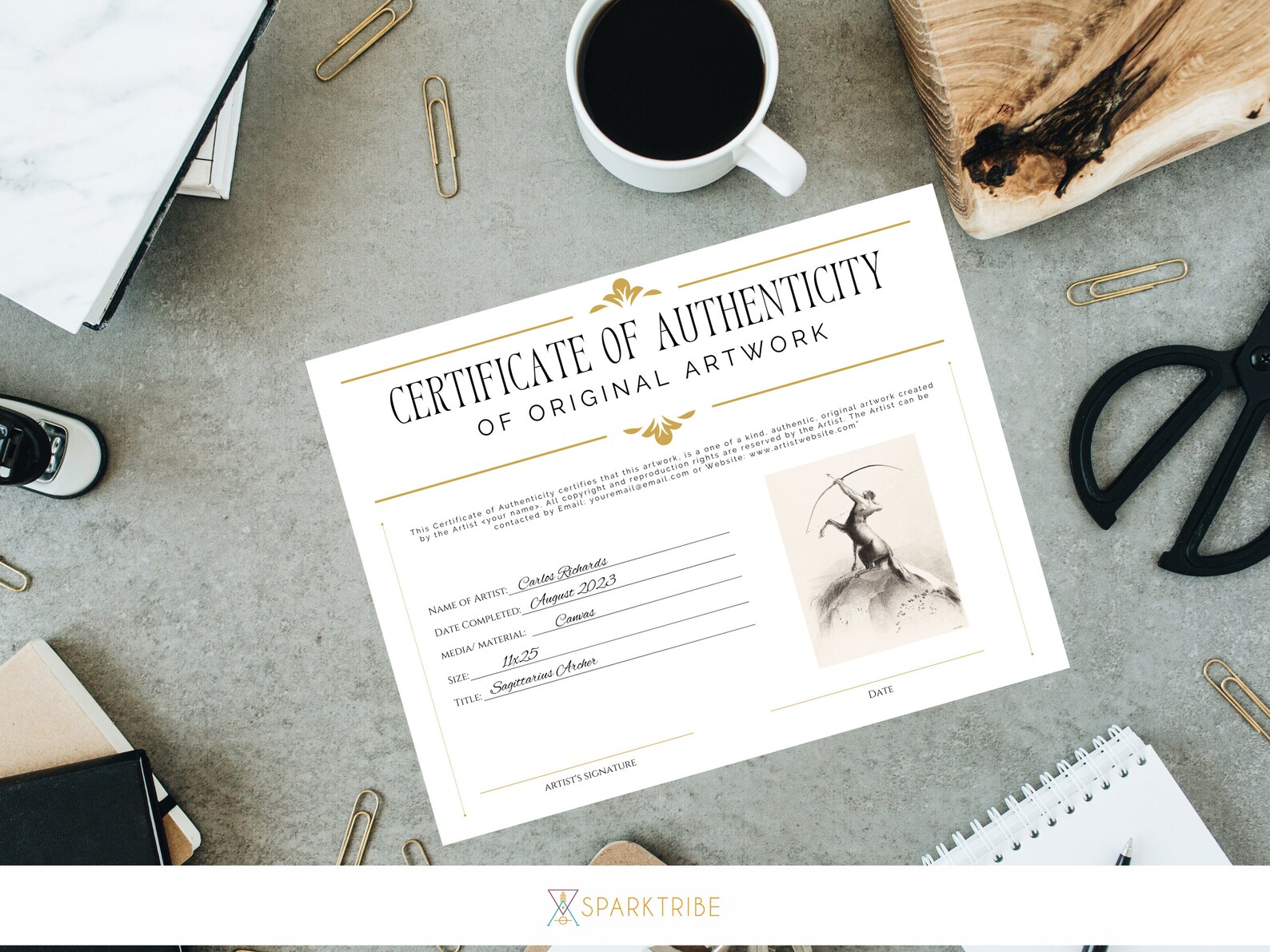 Artwork Certificate of Authenticity, Artwork COA, Official Authenticity ...