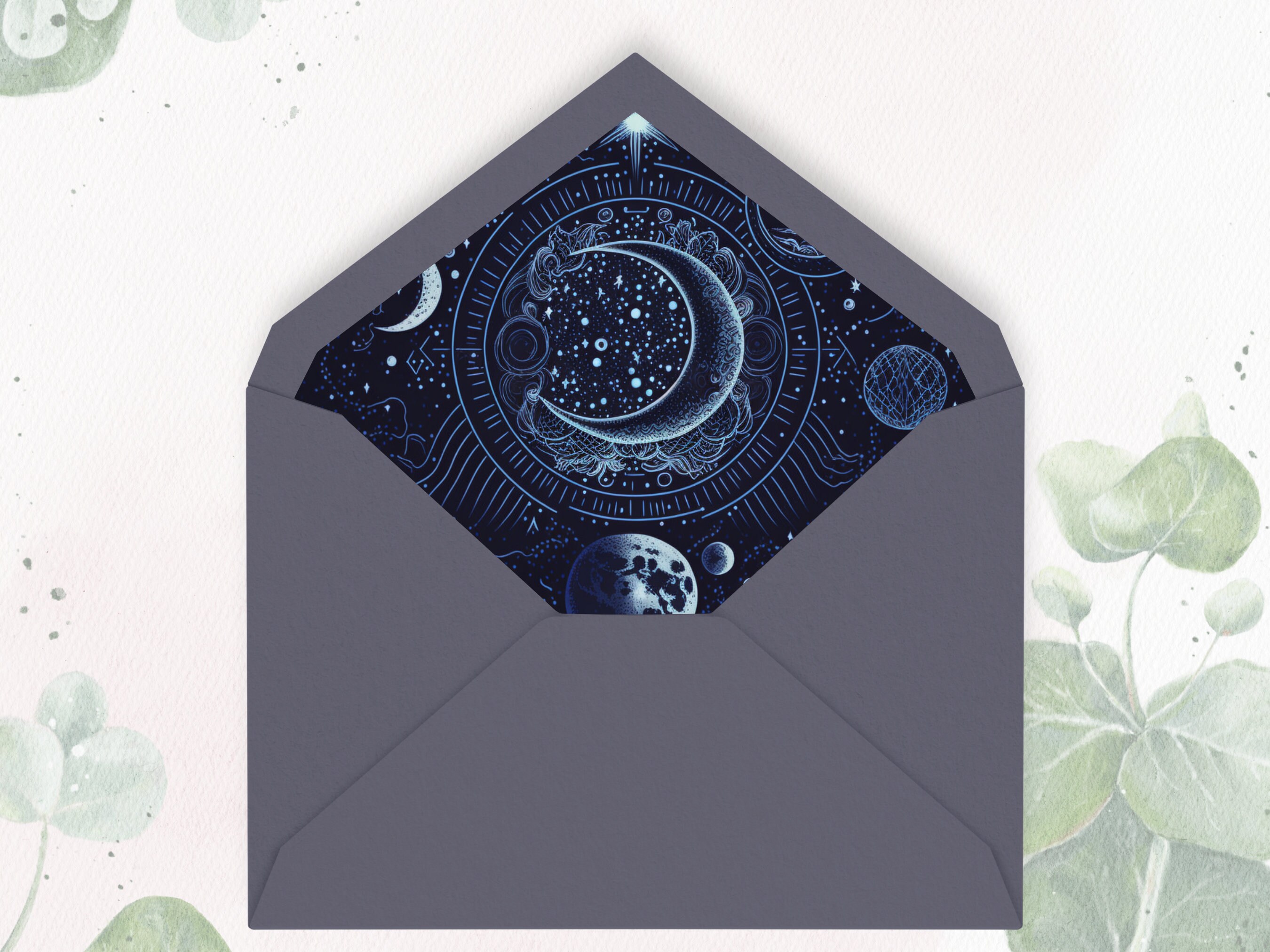 Blue Moon 5x7 Envelope Liner Illustrated Lunar Envelope - Etsy