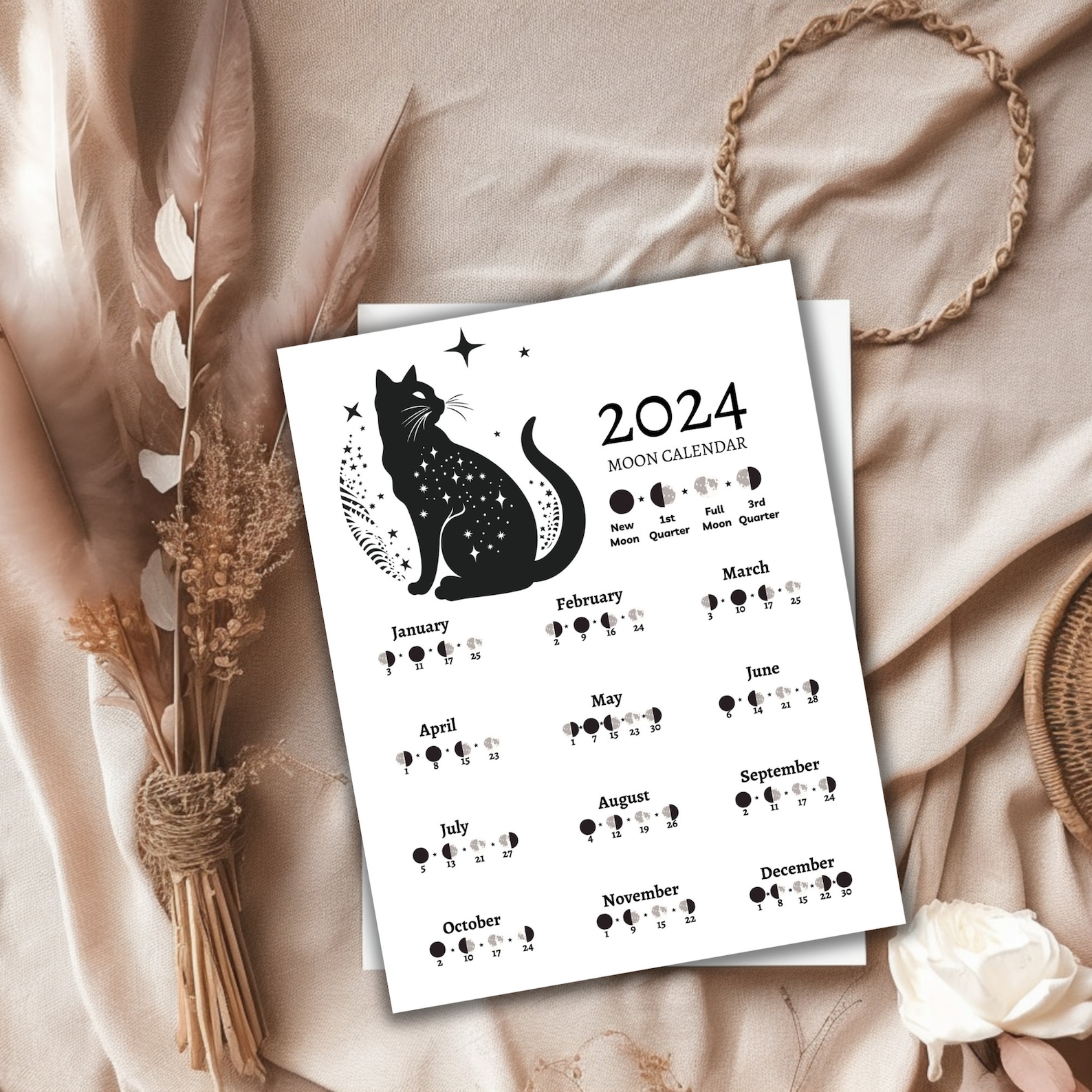 Moon Phase Calendar 2024 PDF, Printable Pdf for Lunar Magic ...