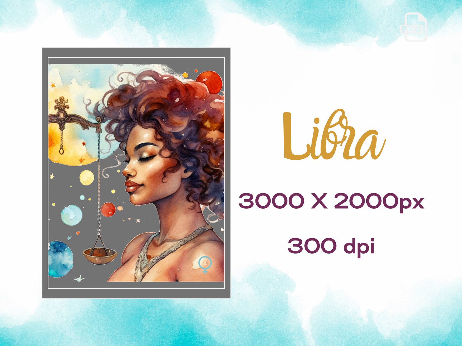 Libra Woman Watercolor Png, Black Girl Zodiac, Afro Goddess Magic, Red ...