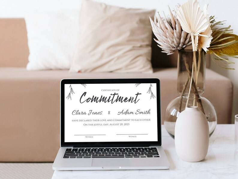 Modern Commitment Certificate, Calligraphy Commitment Certificate, Leaf ...