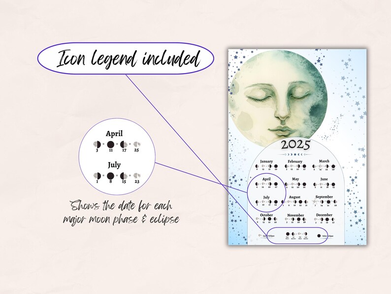Moon Phase Calendar 2025 PDF, Printable Pdf for Lunar Magic ...