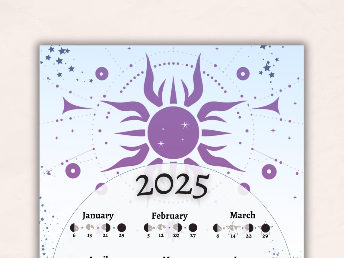Sun Moon Phase Calendar 2025 PDF, Printable Pdf for Lunar Magic ...