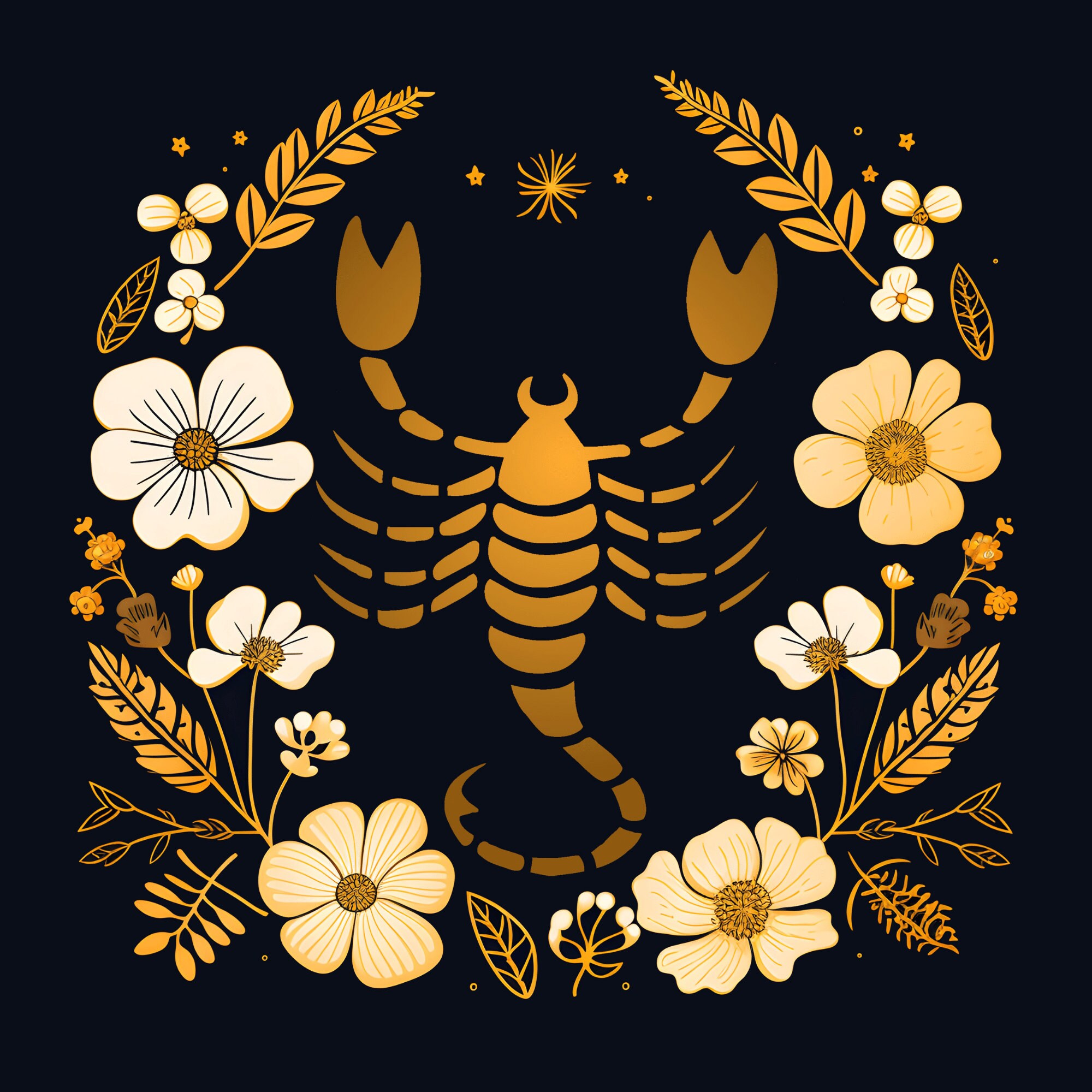Scorpio Svg, Floral Scorpion, Star Sign Clipart, Gold Zodiac Sign ...