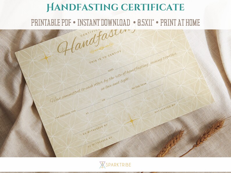 Handfasting Certificate Flower of Life Design Sacred - Etsy
