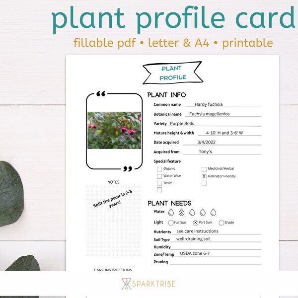Plant Profile Card - Etsy