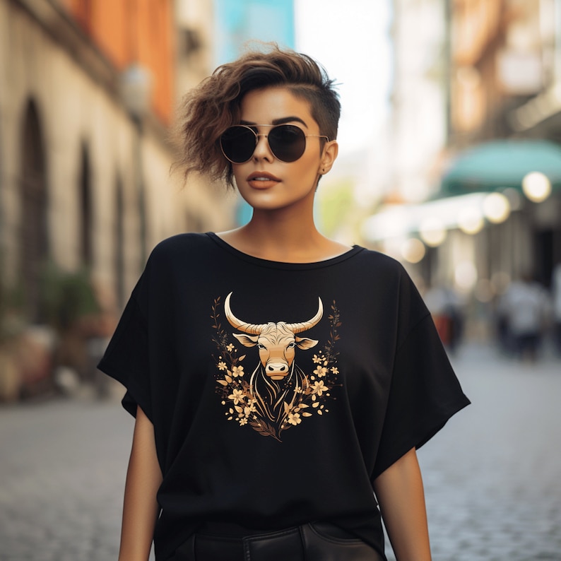 Taurus Svg, Floral Bull Head Clipart, Gold Zodiac Sign, Orange Flower ...