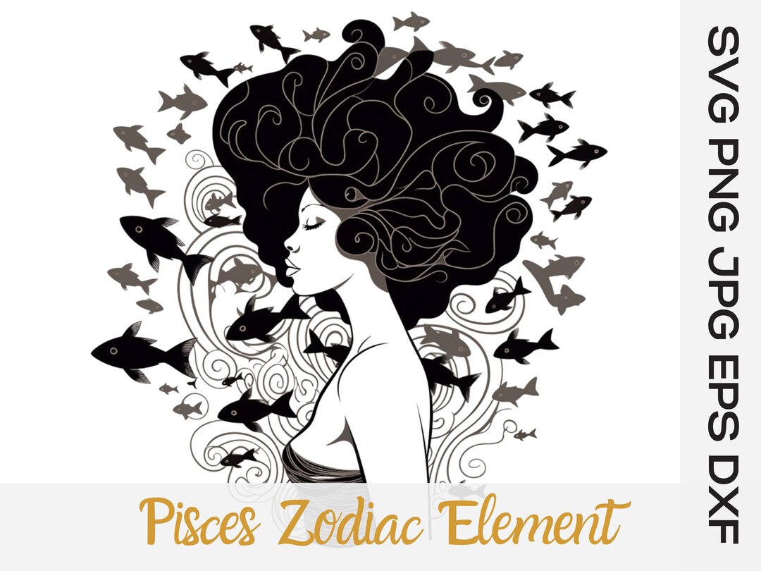 Pisces Queen Afro Png Clipart SVG, Celestial Woman Eps Vector File ...