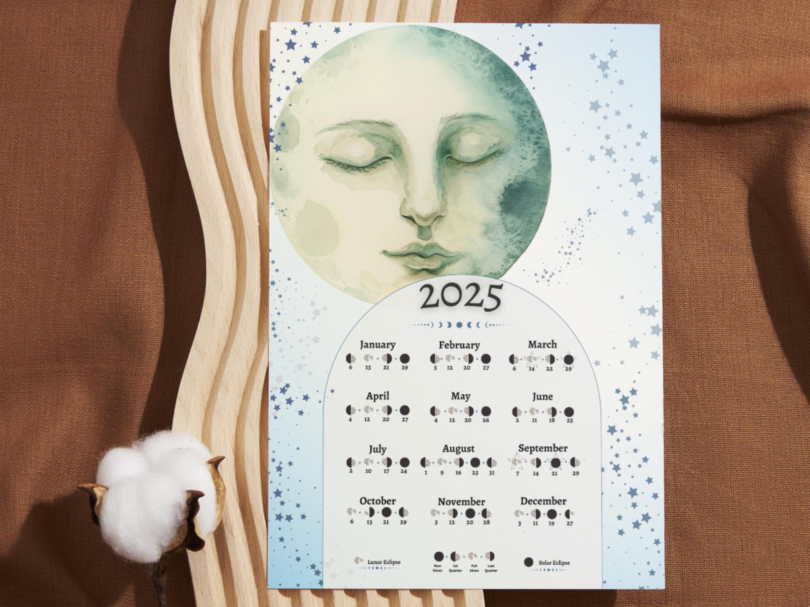 Moon Phase Calendar 2025 PDF, Printable Pdf for Lunar Magic ...