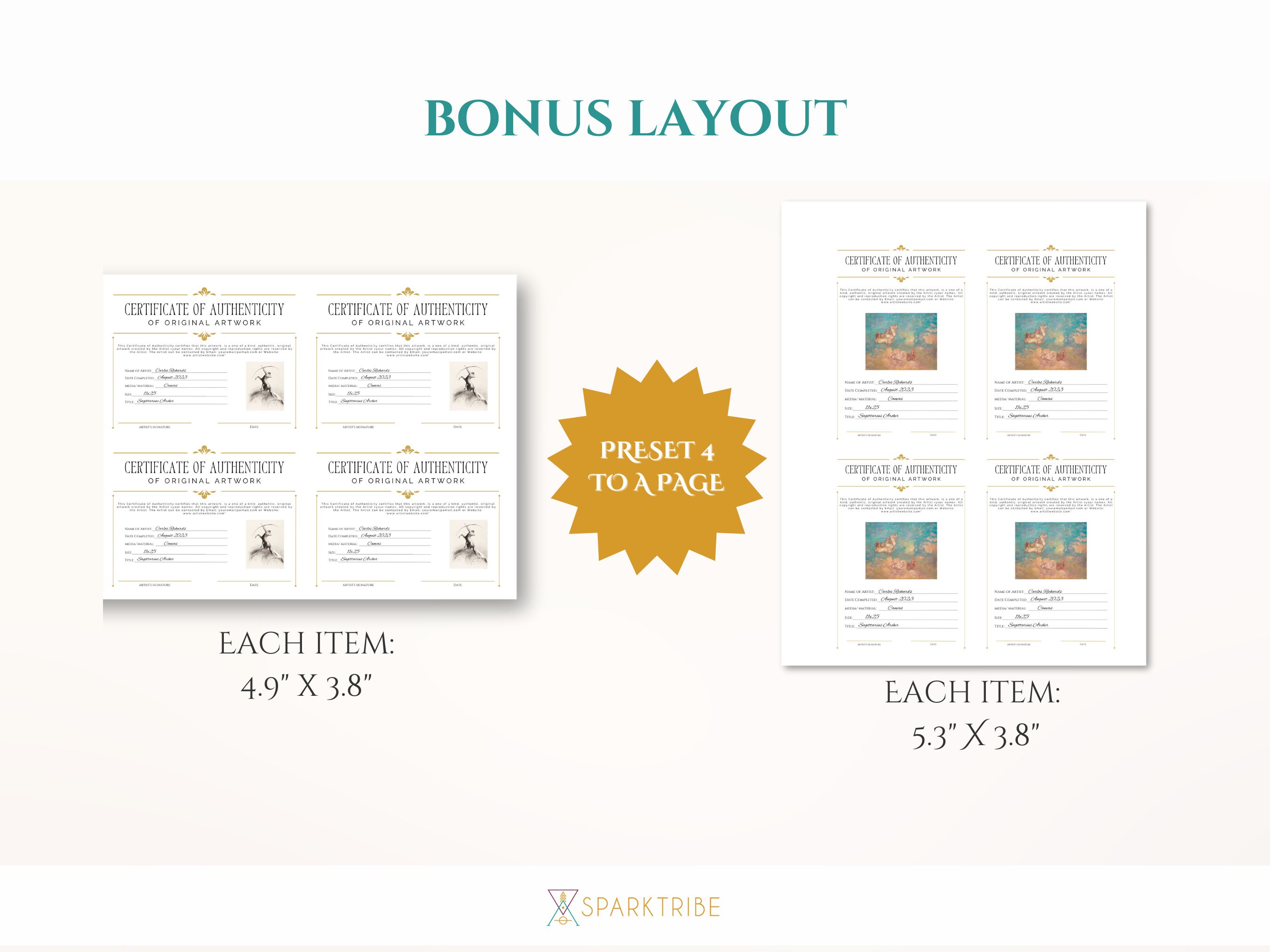 Artwork Certificate of Authenticity, Artwork COA, Official Authenticity ...