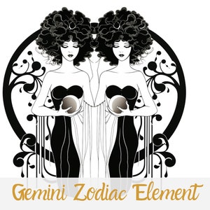 Gemini Clipart SVG, Afro Queen Twins Natural Hair Jpg, Celestial Woman ...
