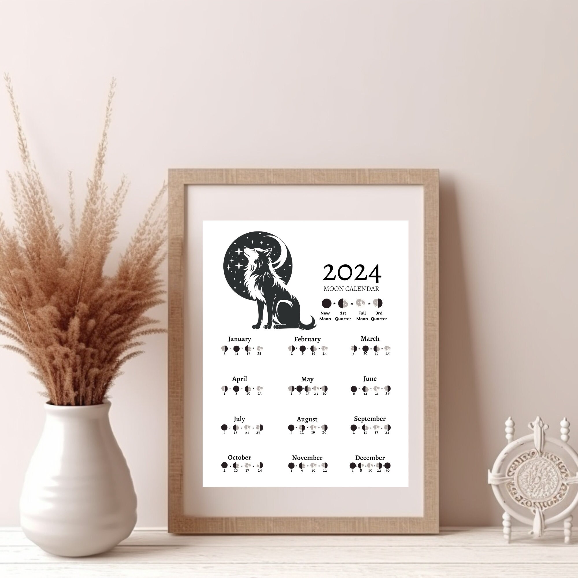Moon Phase Calendar 2024 PDF, Printable Pdf for Lunar Magic ...
