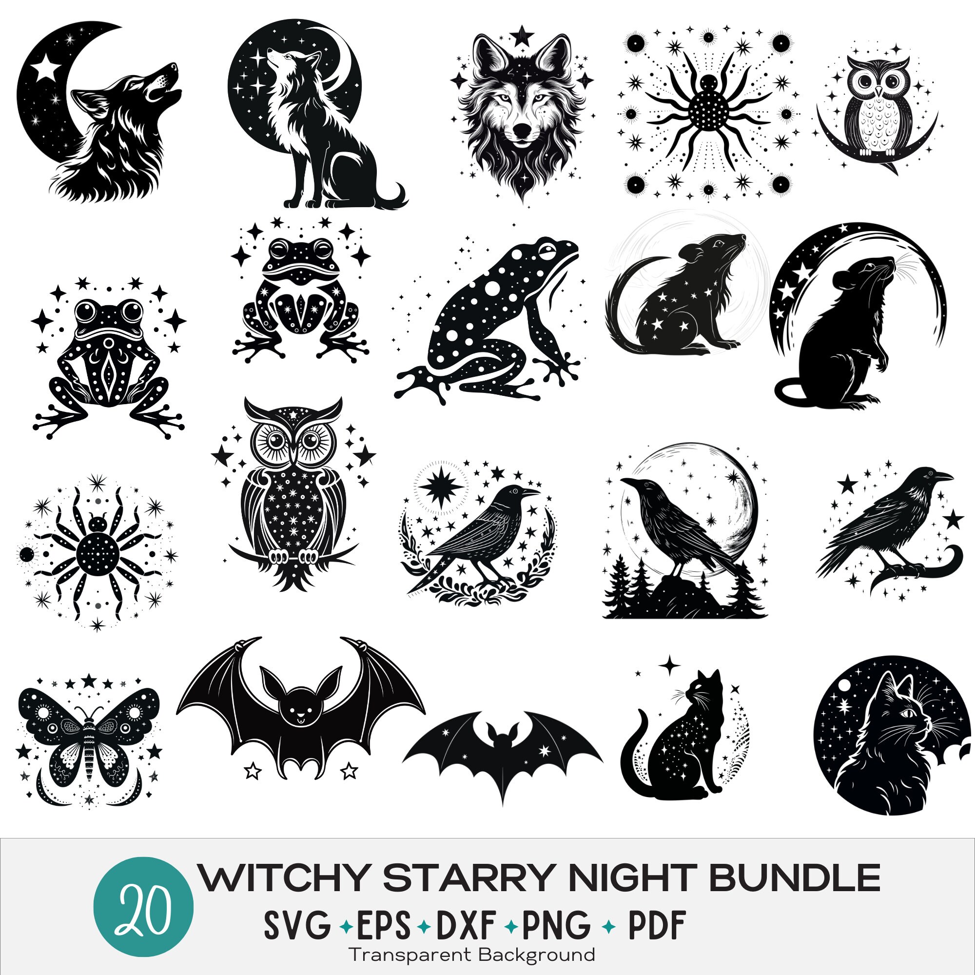 Halloween Svg Bundle, Celestial Svg Bundle, Witchcraft Animals Svg ...