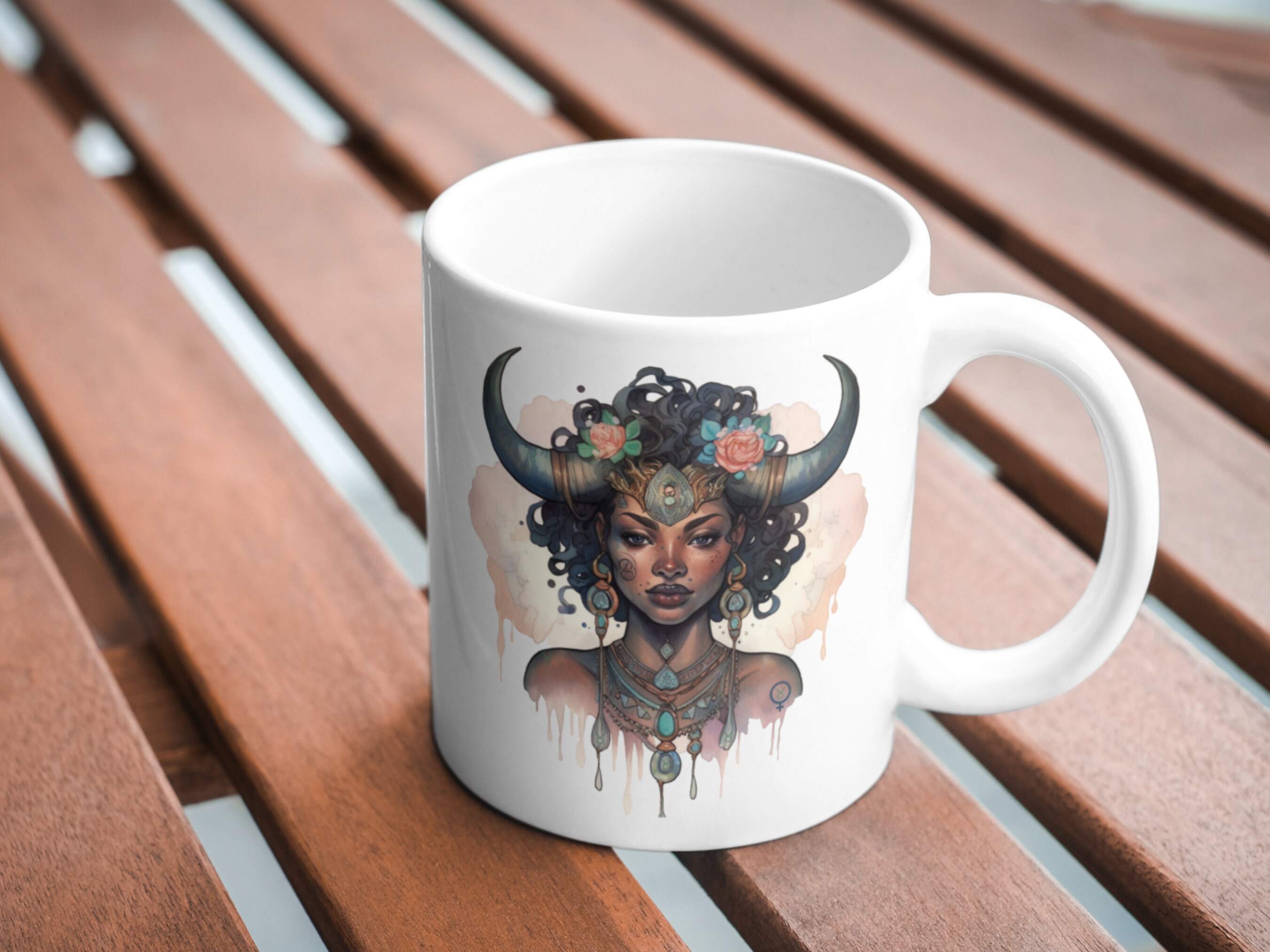 Taurus Woman Watercolor PNG, Black Girl Zodiac, Afro Goddess Magic ...