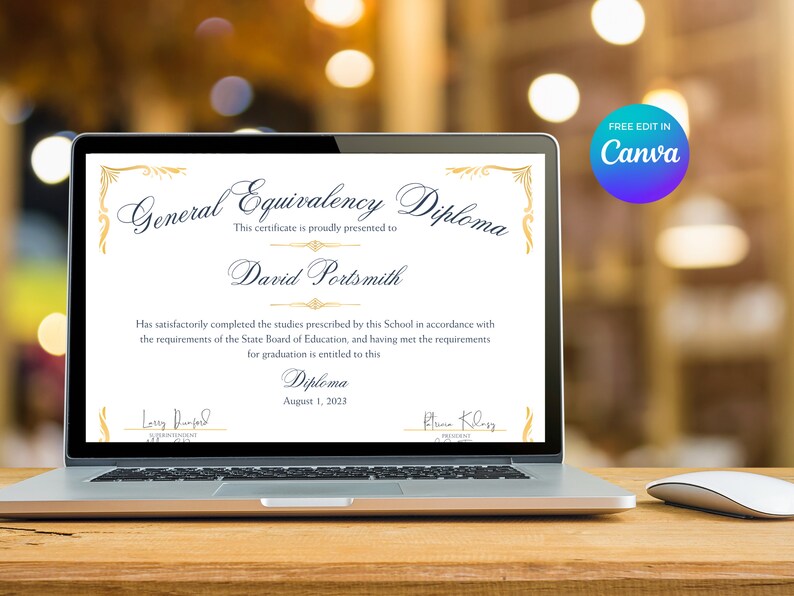 GED Certificate, Editable and Printable Template, US Ltr, Add Your Logo ...