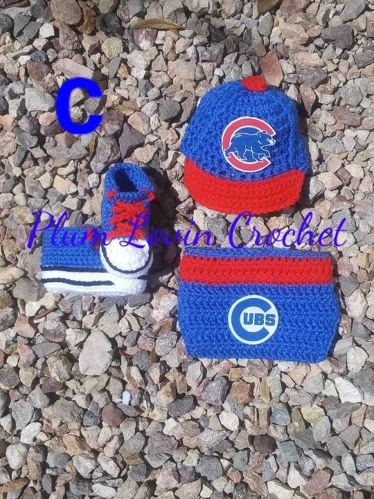 Crochet Chicago Cubs inspired outfit sports outfit baby | Etsy