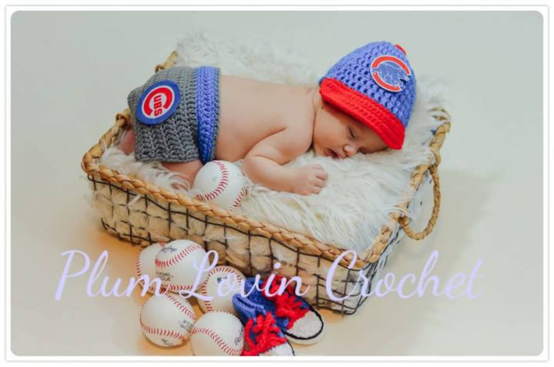 Crochet Chicago Cubs Inspired Outfit, Sports Outfit, Baby Costume Ideas ...