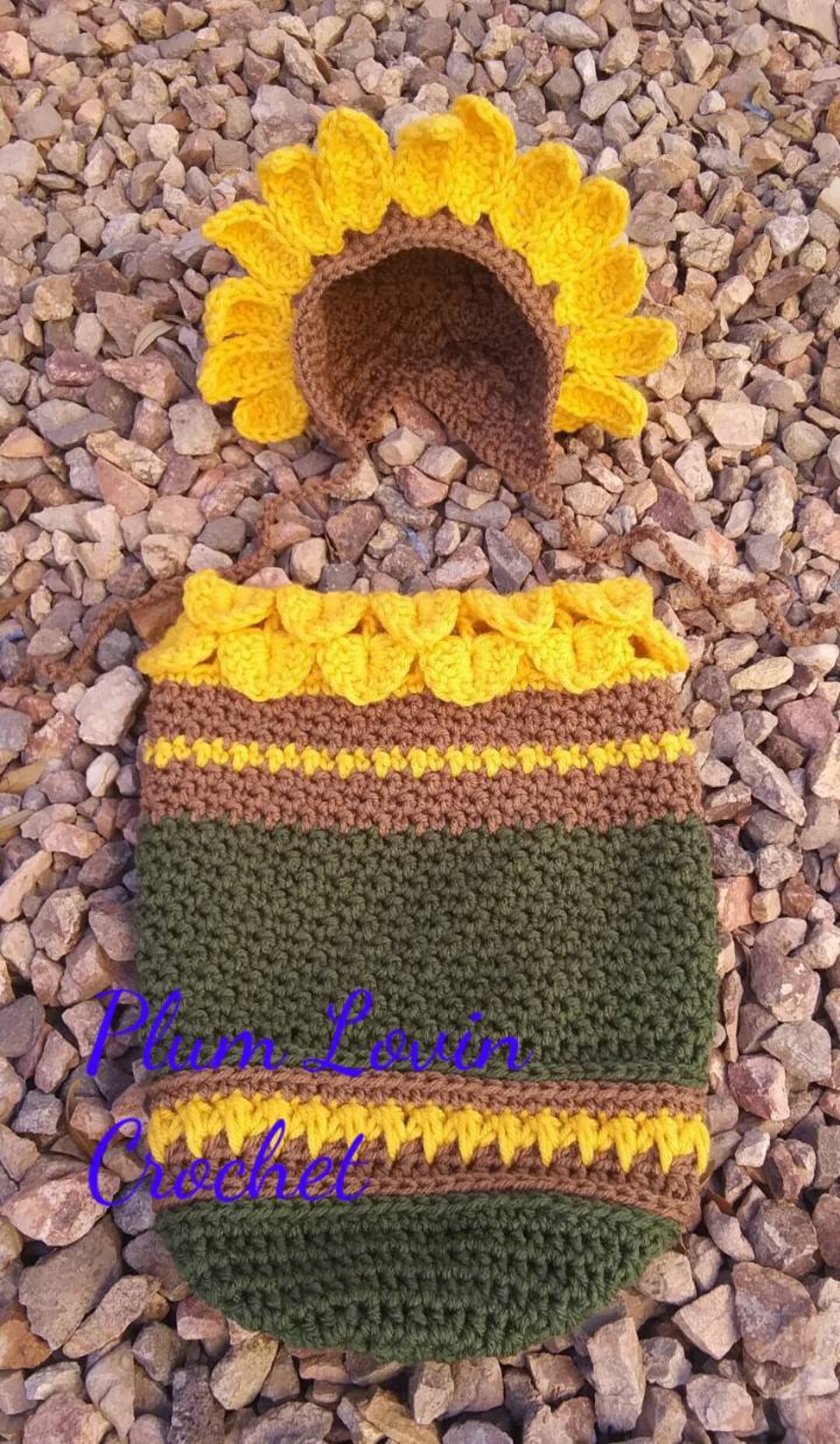 Crochet Sunflower Cocoon Swaddle/snuggle/cuddle With Flower Bonnet. - Etsy