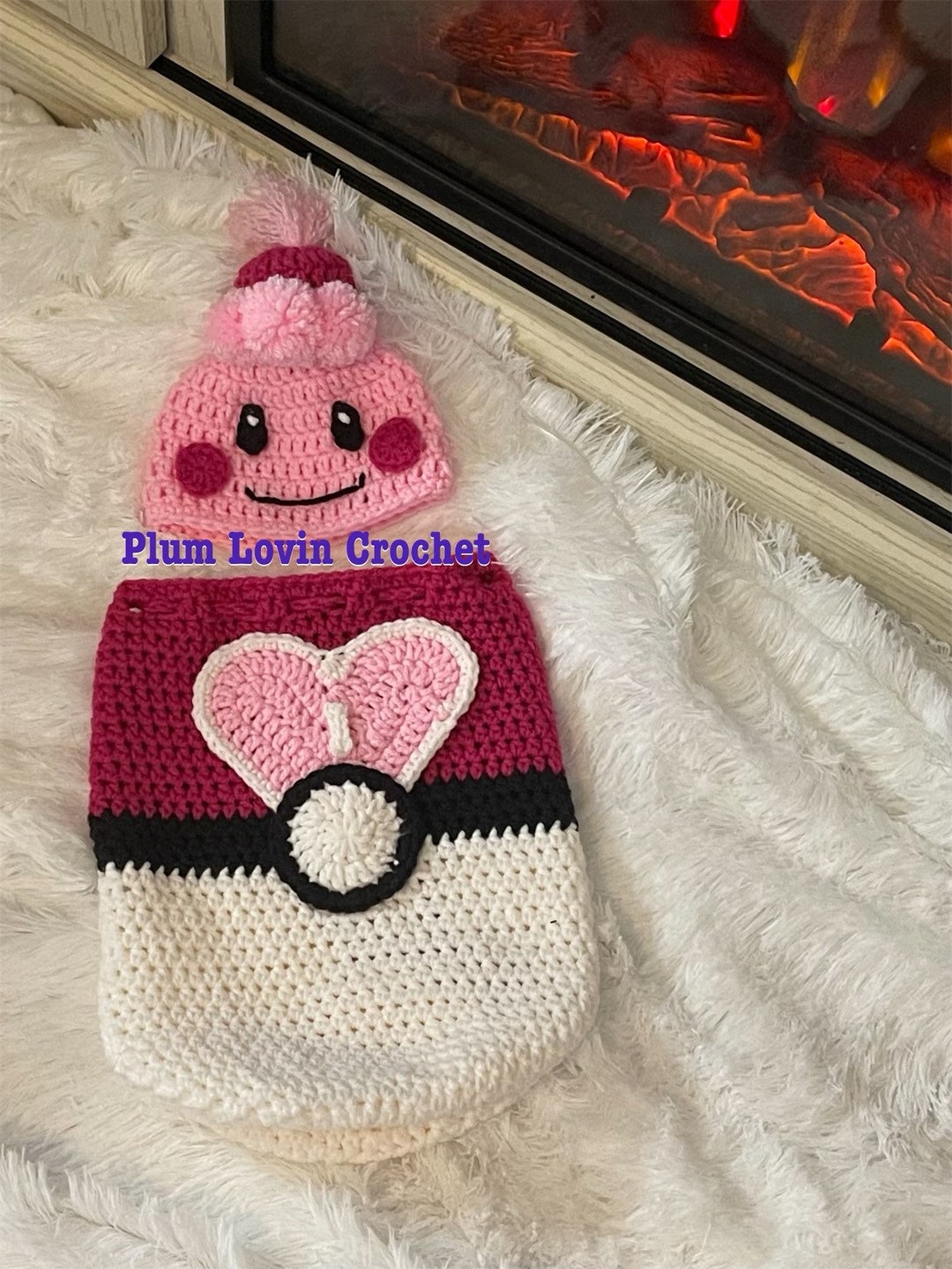 Crochet Pink Heart Ball Cocoon Swaddle/snuggle/cuddle With Beanie. - Etsy
