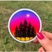 Pine Trees, Colorful Night Sky Vinyl Sticker, Moon, Stars Waterproof ...