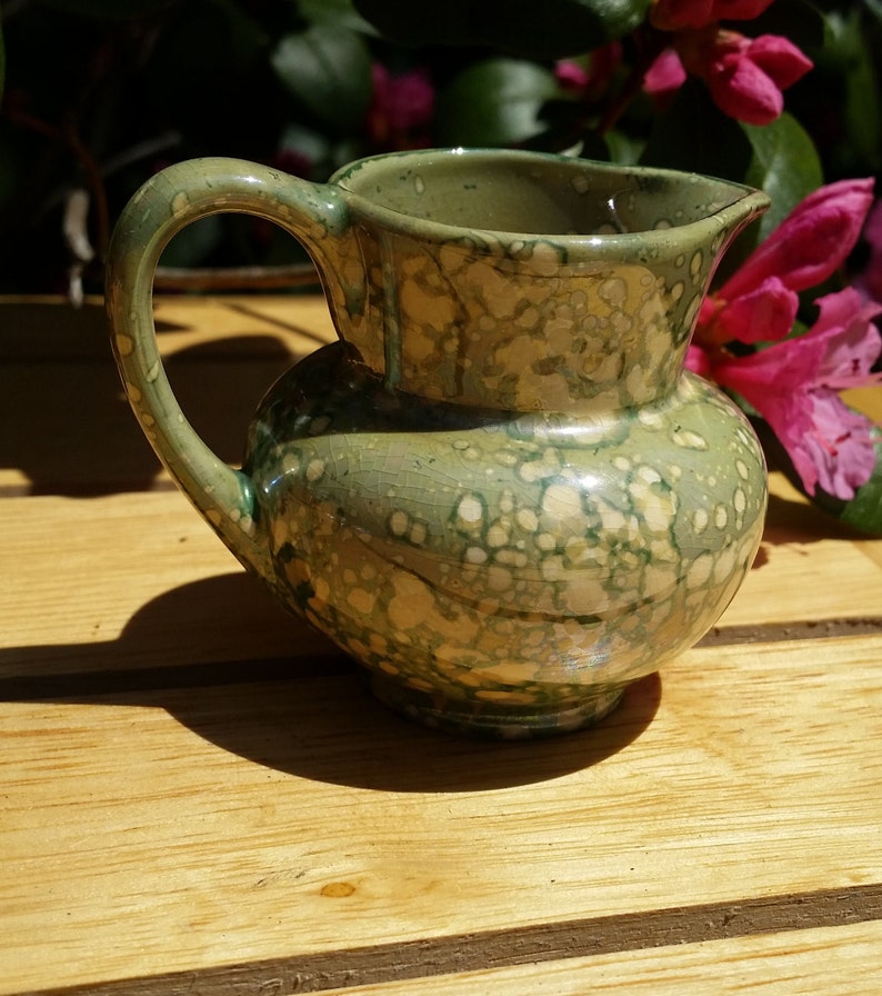 Antique Old Castle Rare Green Lusterware Porcelain Cream Pitcher Made ...