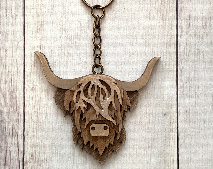 Highland Cow Keychaincow Keychainfarm Keychainsilicone Keychainboho ...