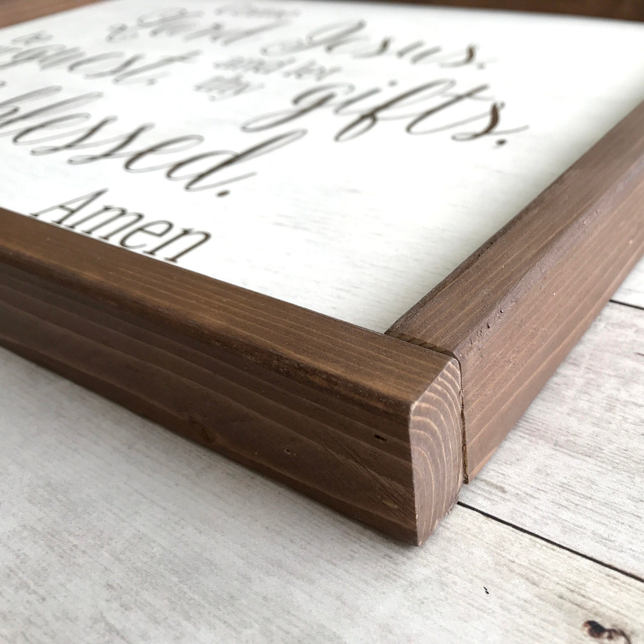 Farmhouse Table Prayer Sign: Distressed "come Lord Jesus" Wood Sign (19 ...