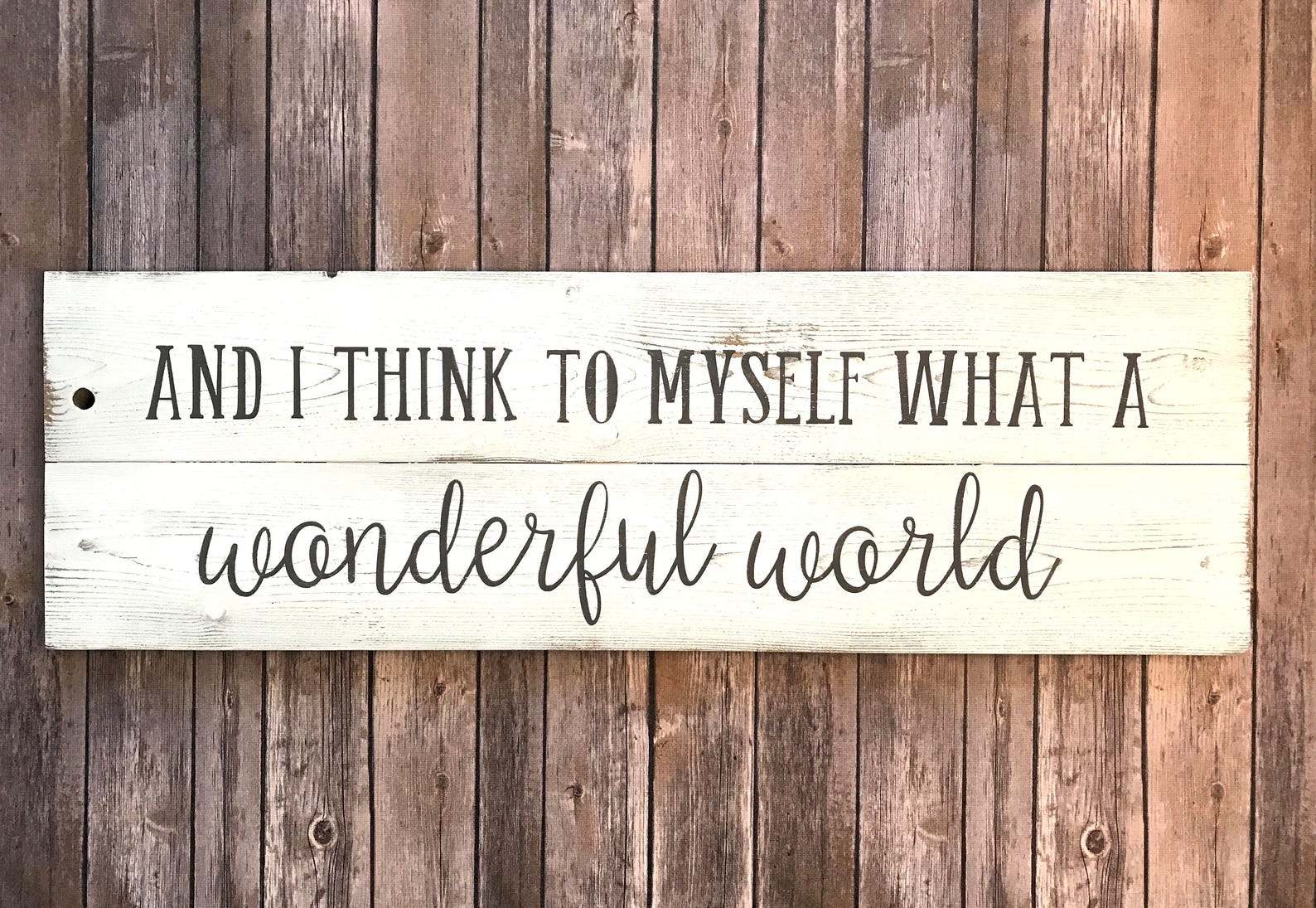 Rustic What a Wonderful World Sign and I Think to Myself | Etsy