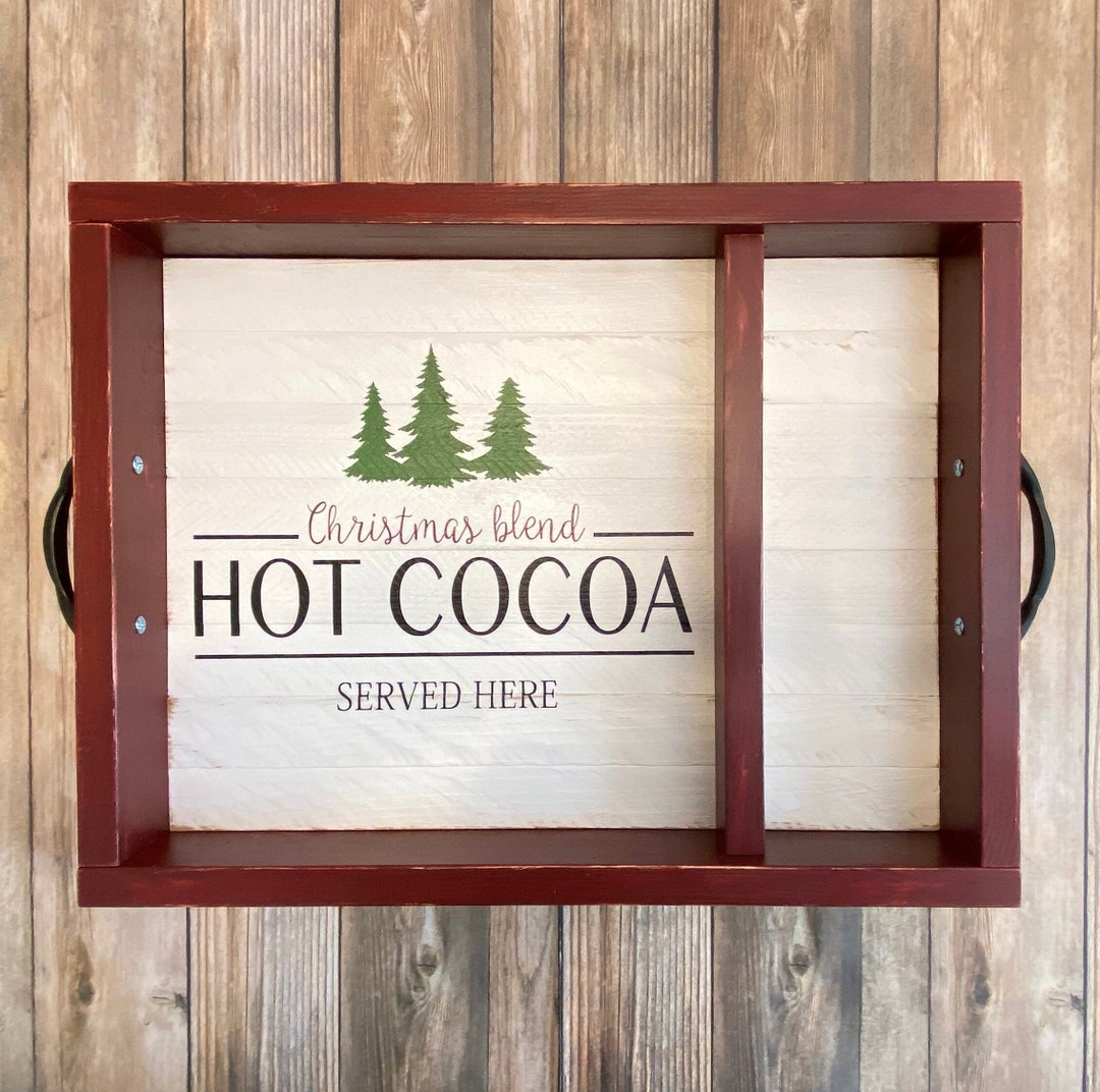 RED Farmhouse Style Serving Tray | NO Jars | Christmas Blend Hot Cocoa ...