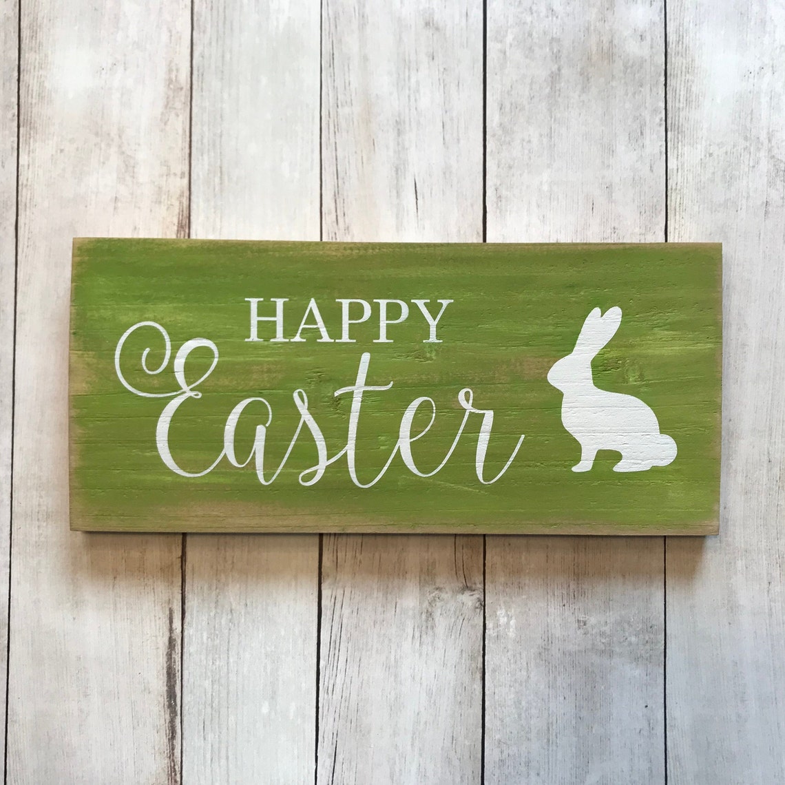 Wood Easter Sign With Bunny Rustic Easter Sign Green - Etsy