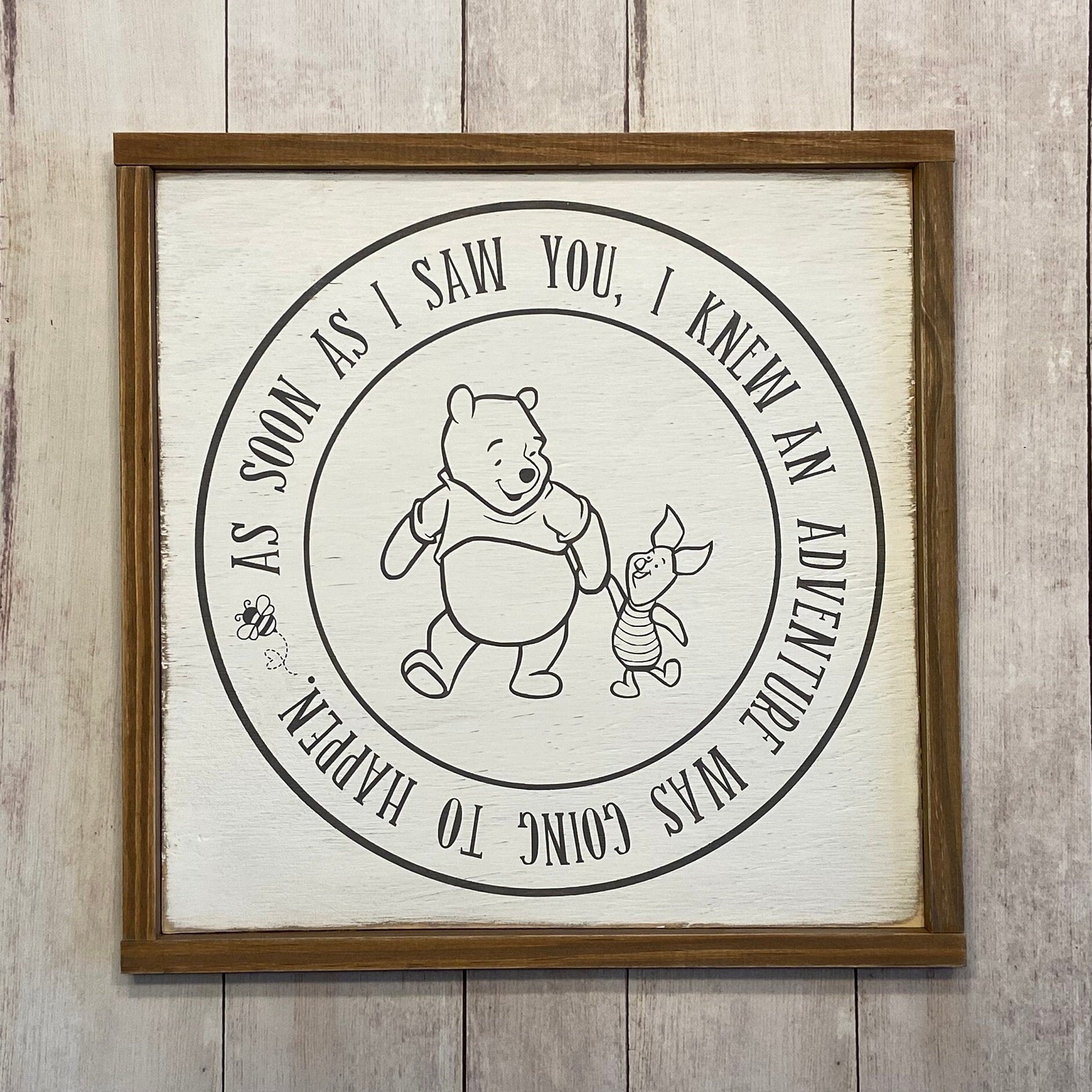FRAMED Winnie the Pooh and Piglet Sign Rustic As Soon As I | Etsy