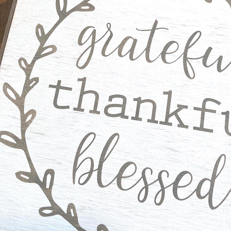 FRAMED Grateful Thankful Blessed Sign | Rustic Fall Sign | 12.75"h X 12 ...