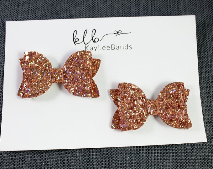 Gold Glitter Bows Fall Bows Pigtail Bows Pigtail Bow Set - Etsy