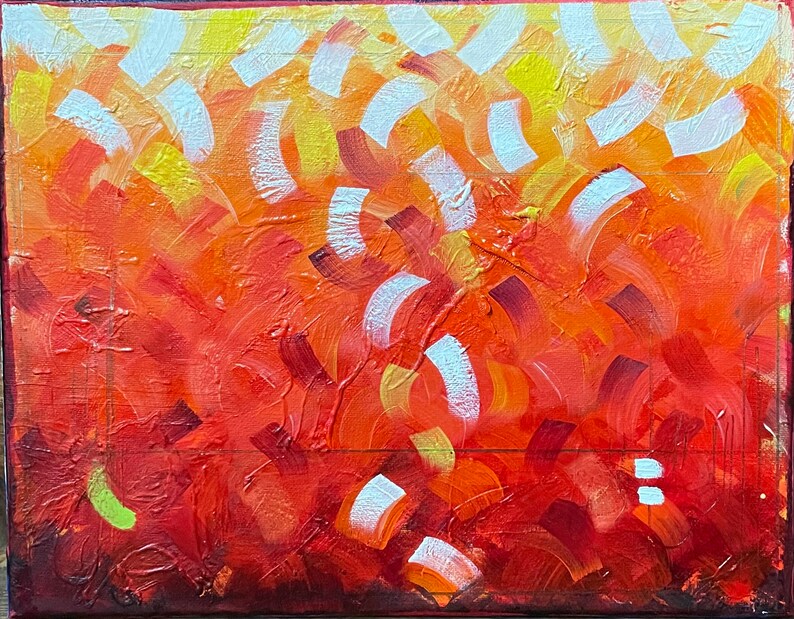 Abstract Oil Painting, Red Art, Contemporary Art, Modern Art, Home ...