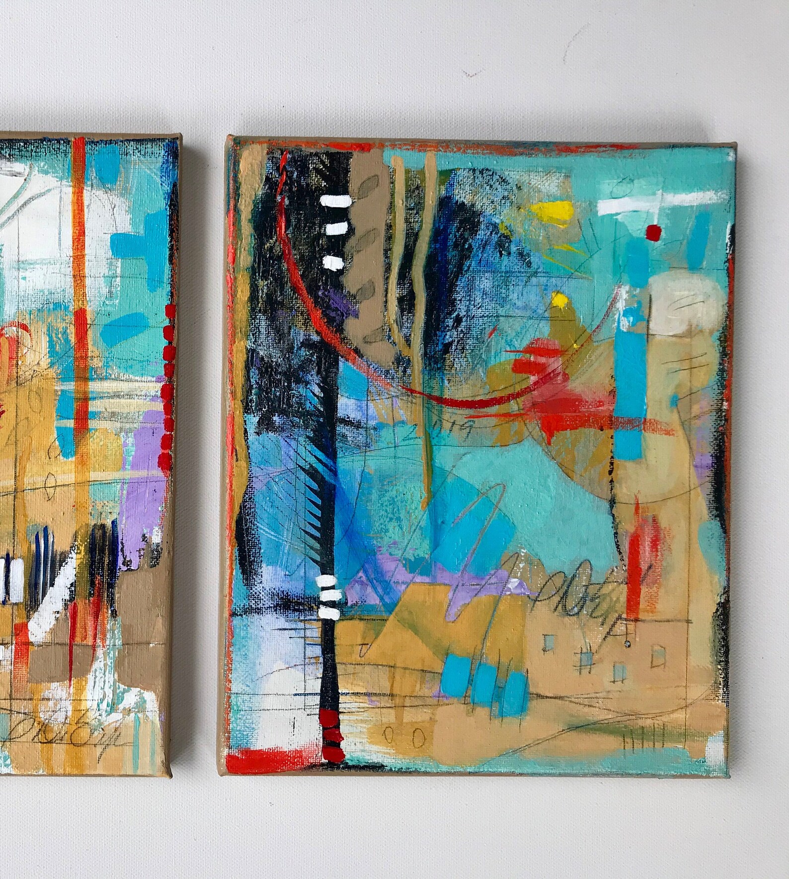 Blue Colored Abstract Art Painting, Original Process Art, Blue Tones ...