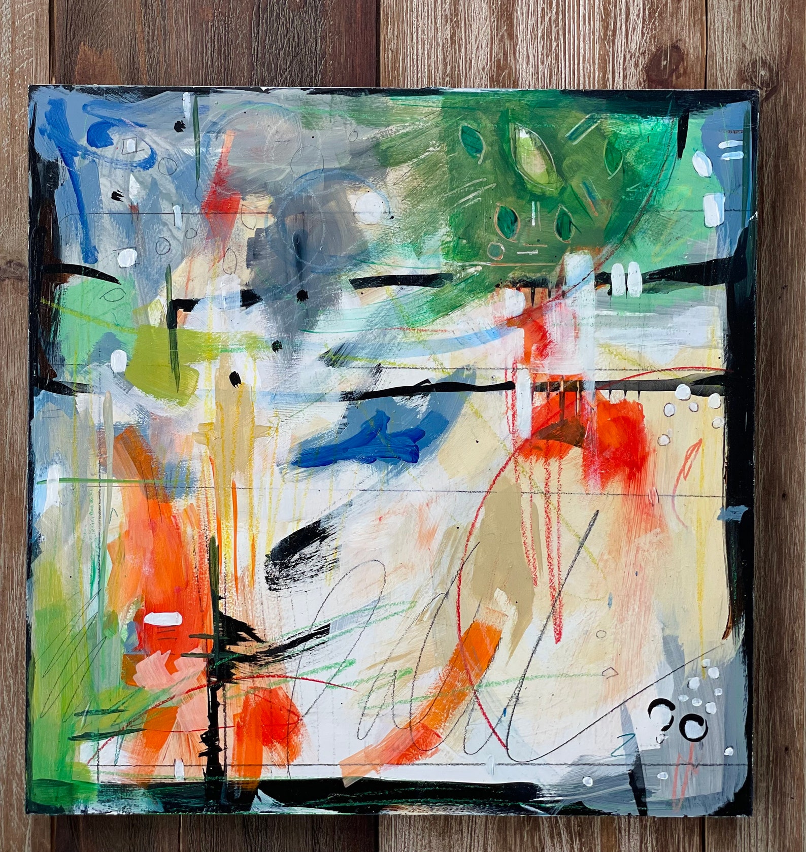 Modern Abstract Acrylic Painting on Cradle Board - 12x12" - Etsy